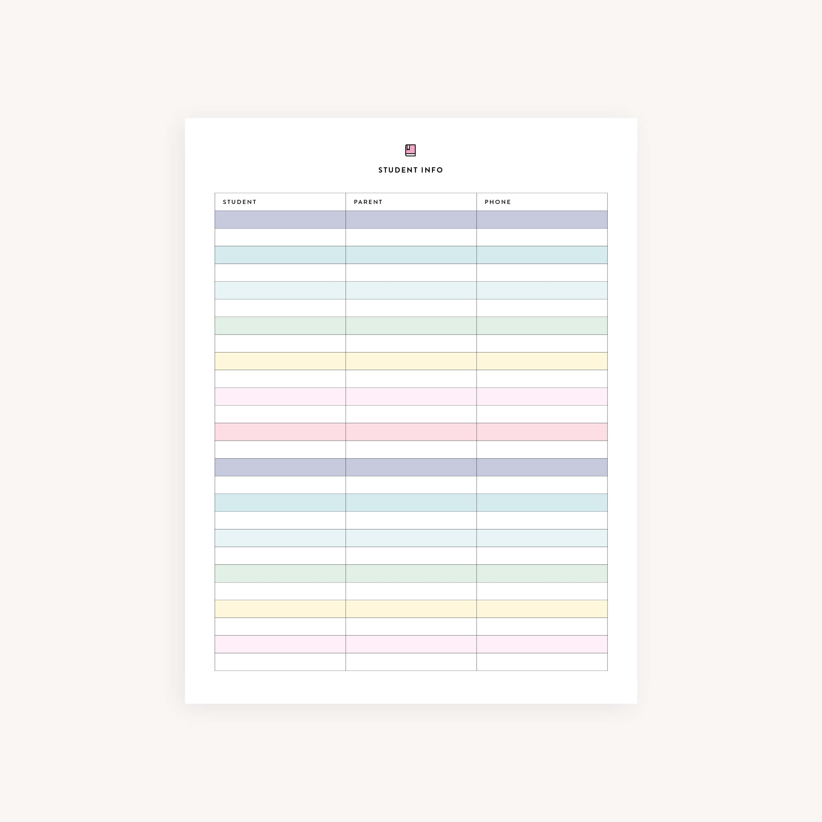 Student Info Printable – Simplified® by Emily Ley