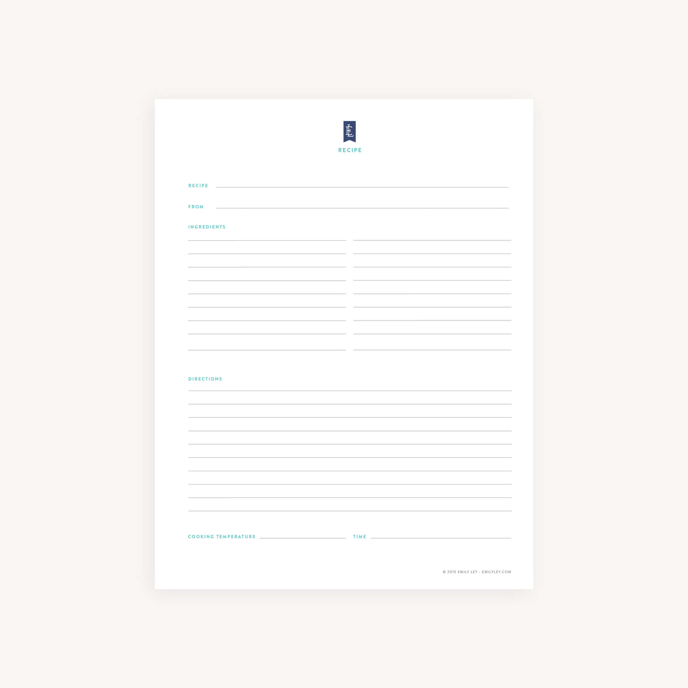 Recipe Printable – Simplified® by Emily Ley