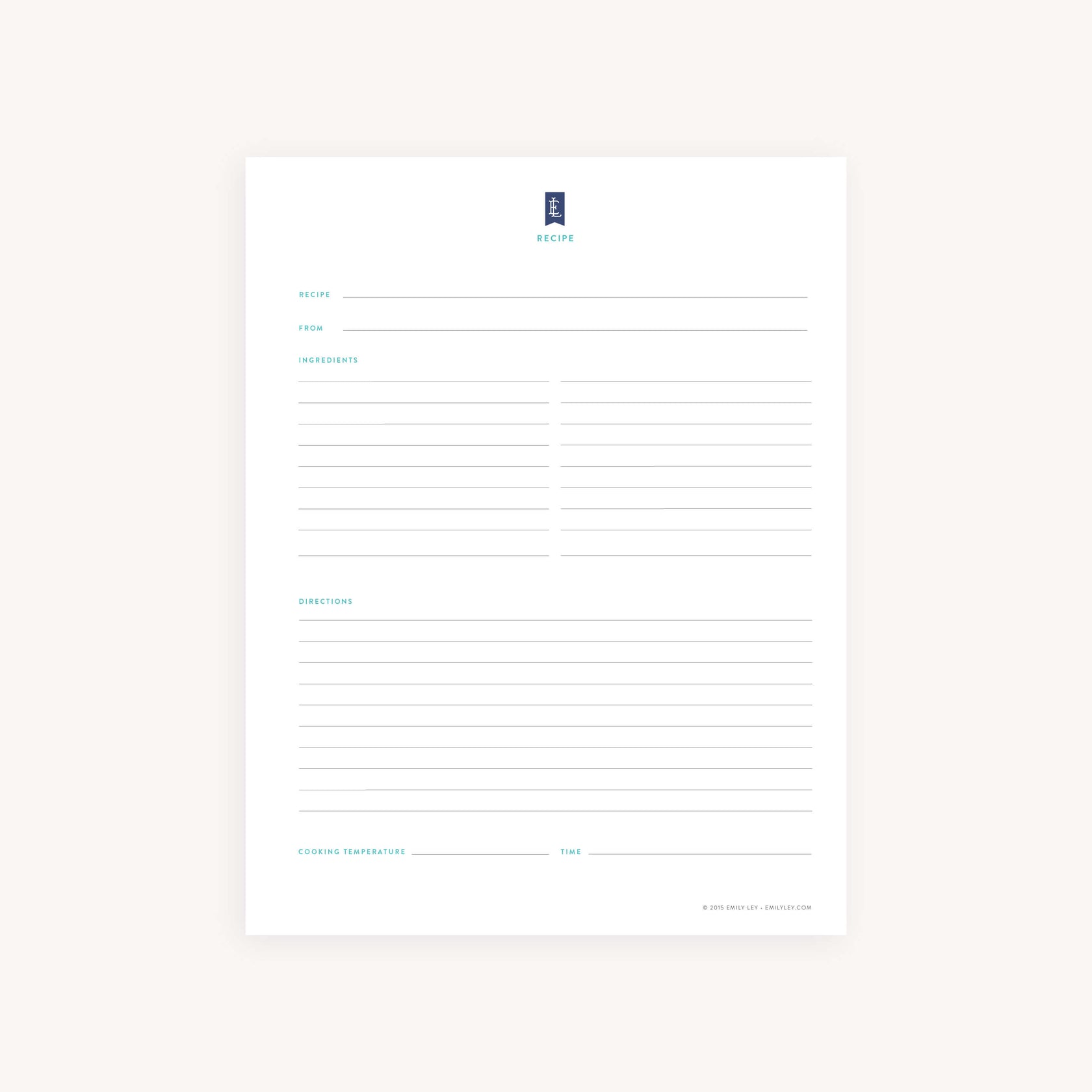 Recipe Printable – Simplified® by Emily Ley