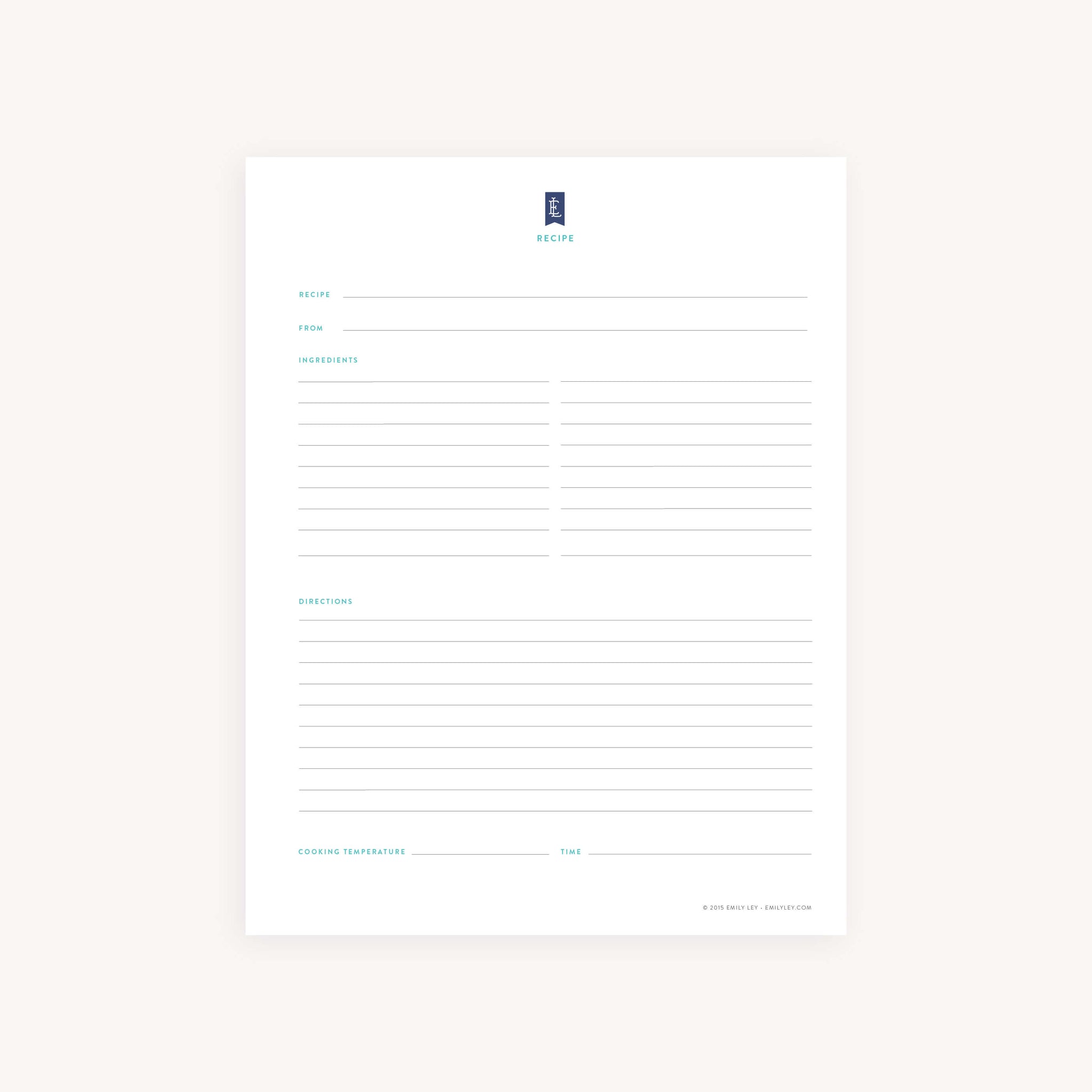 Recipe Printable – Simplified® by Emily Ley