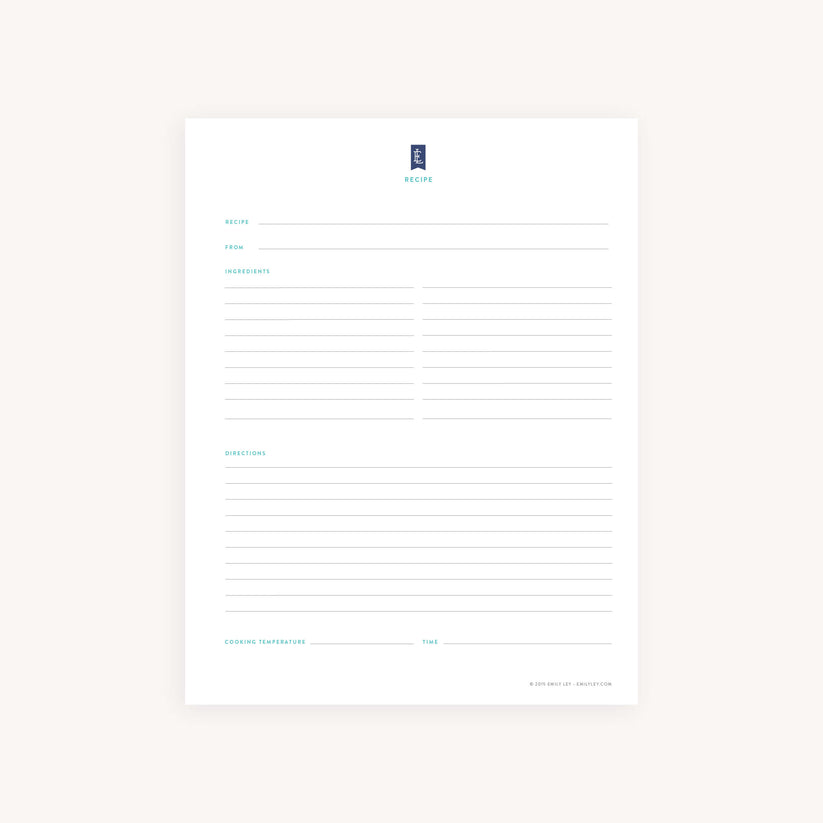 Recipe Printable – Simplified® by Emily Ley