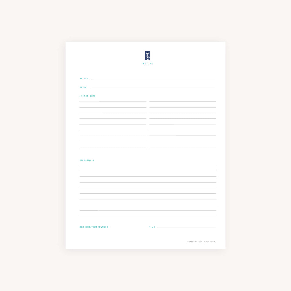 Recipe Printable – Simplified® by Emily Ley