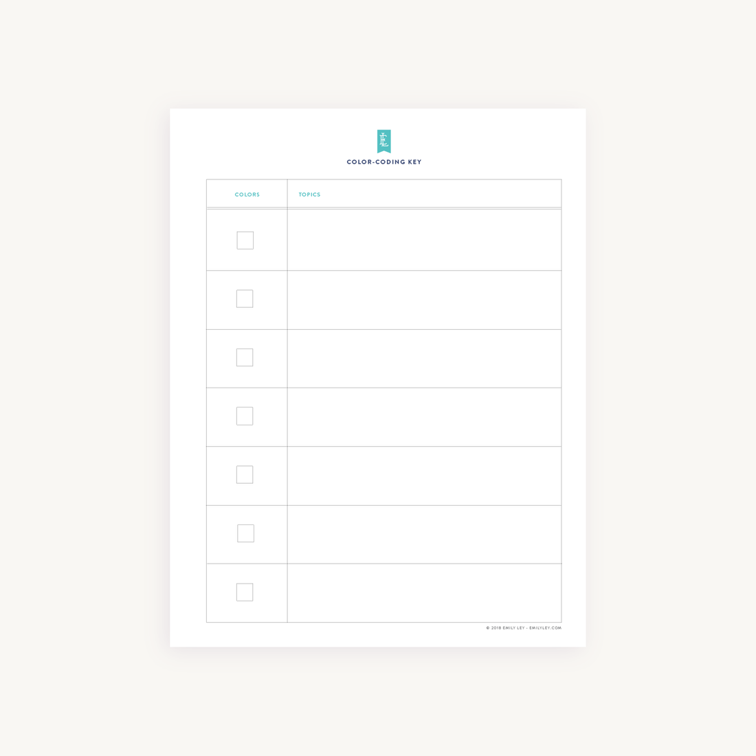 Color-Coding Key Printable – Simplified® by Emily Ley